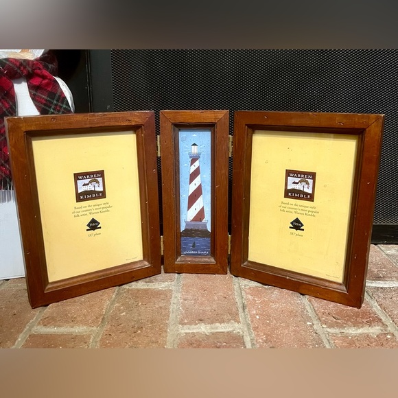 Accents | Warren Kimble Lighthouse Trifold Picture Frame By Fetco Holds ...